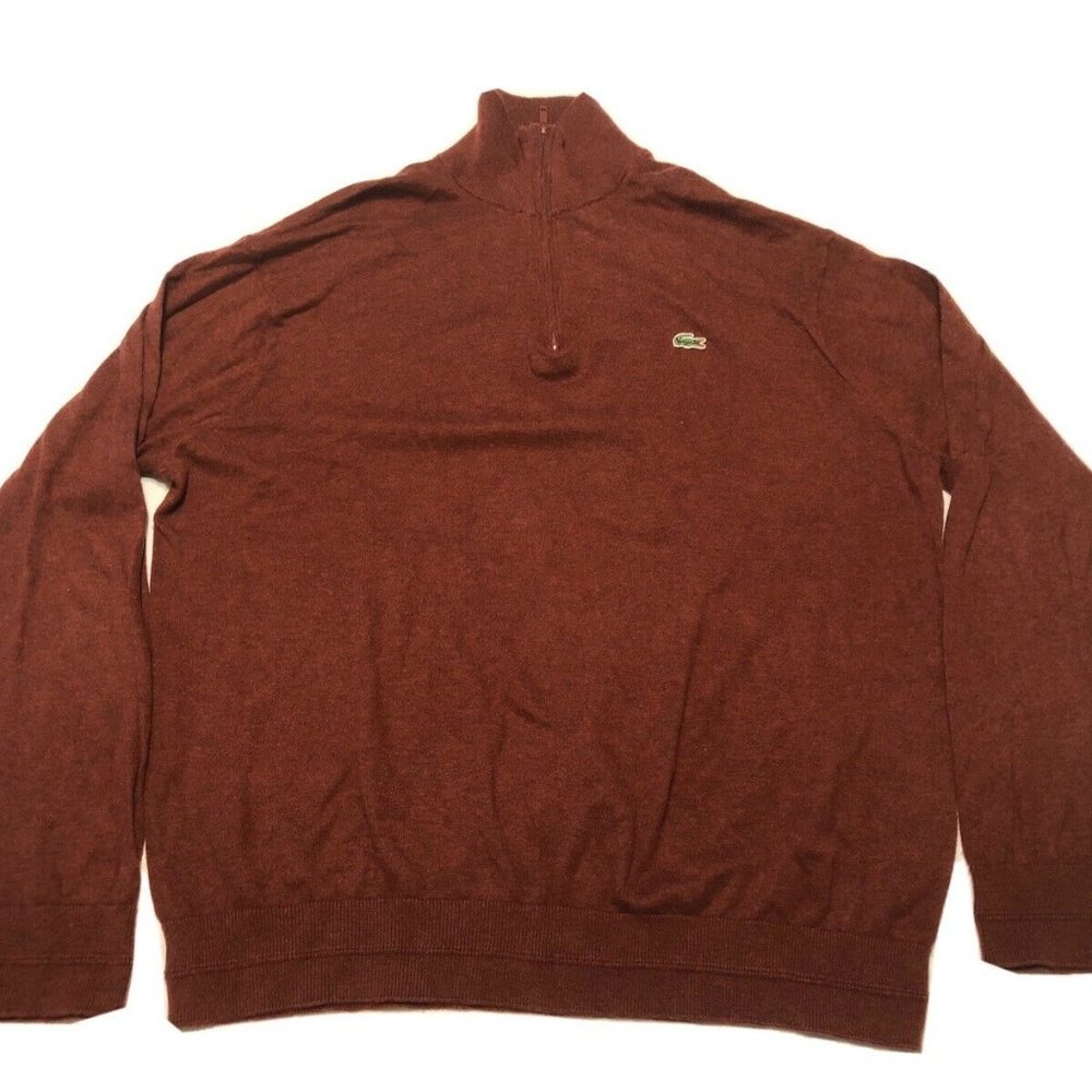 Men's Lacoste Cotton/Cashmere Maroon 1/2 Zip - Gem
